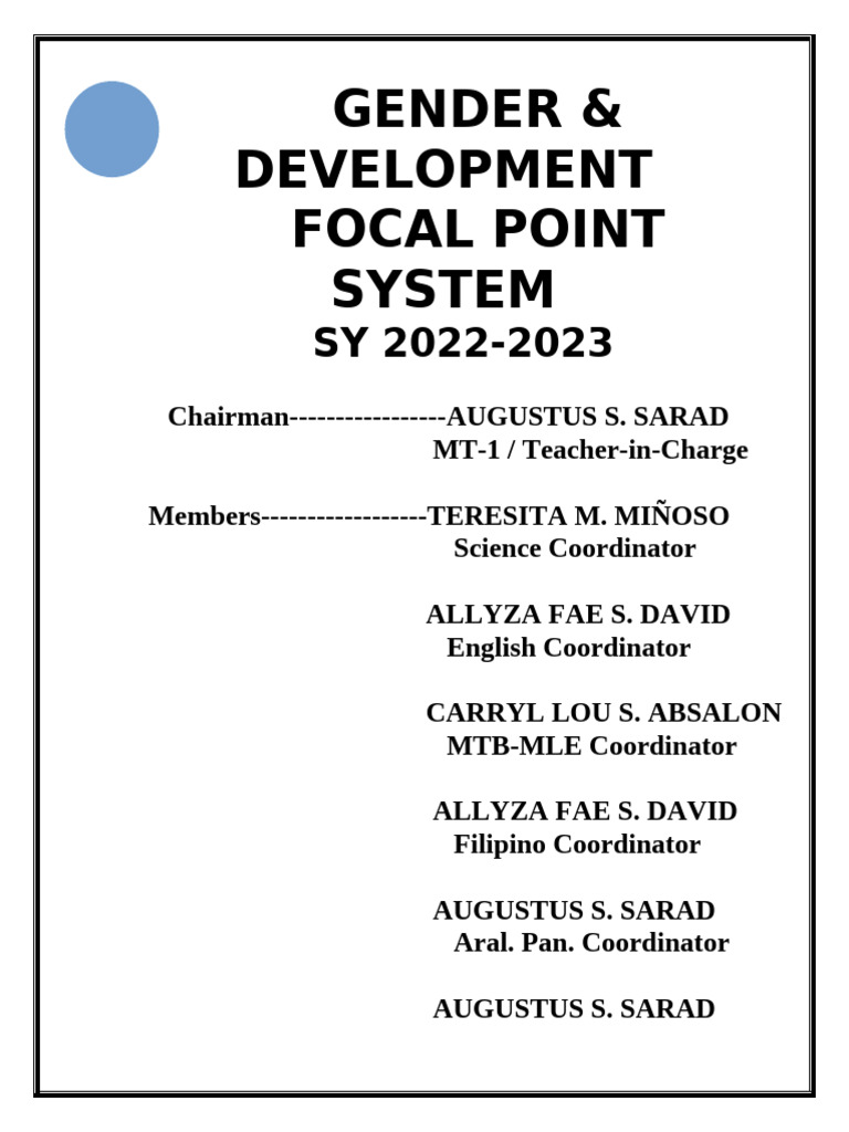 GAD Focal Point Persons | PDF