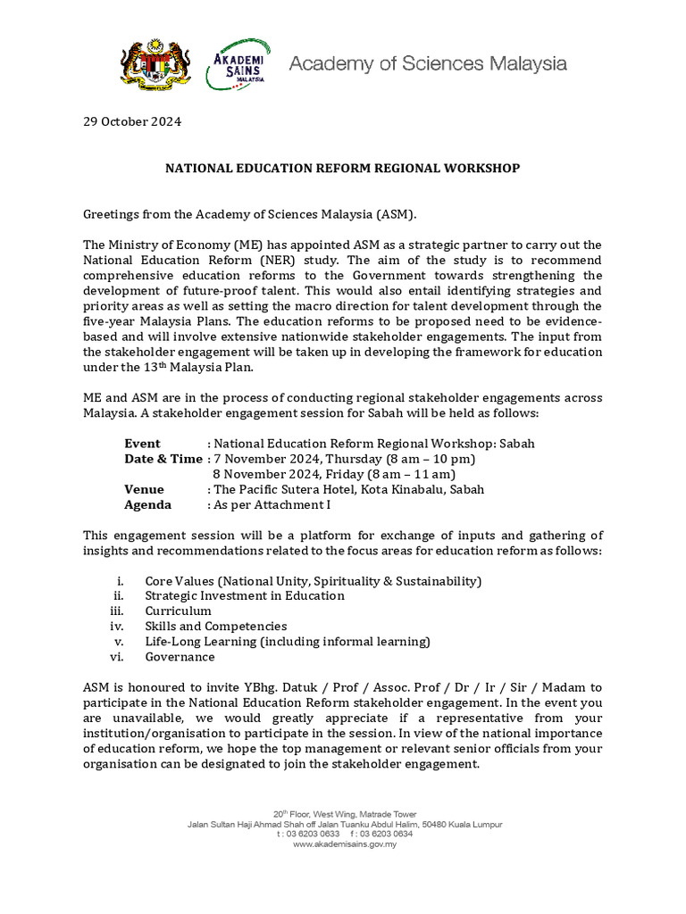 ASM Invitation Letter Sabah | PDF | Malaysia