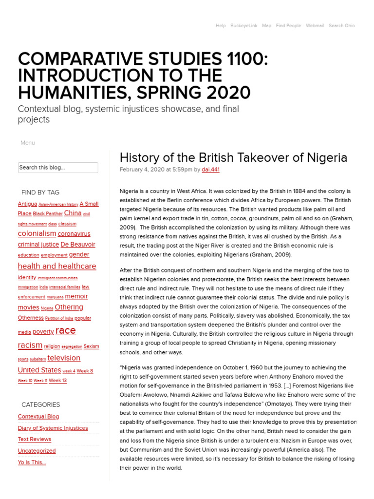 History of The British Takeover of Nigeria - Comparative Studies | PDF ...