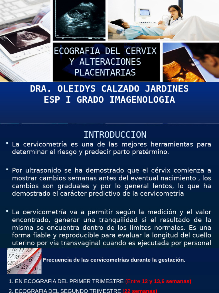 Ecografia Cervical y Placenta | PDF | Ultrasonido médico | Parto prematuro