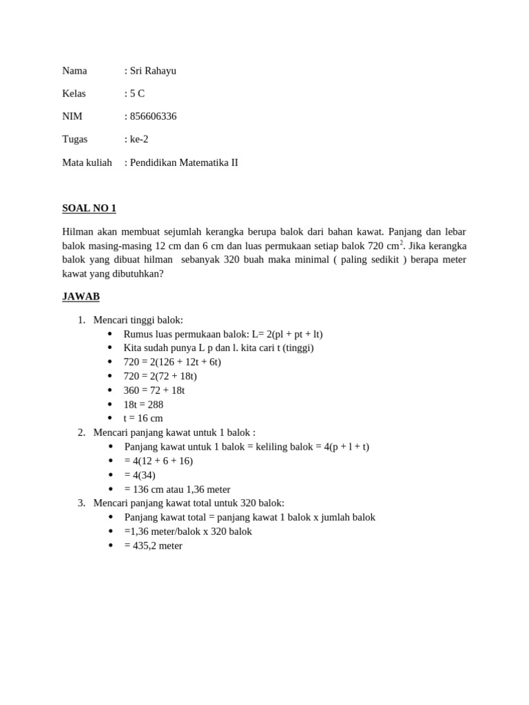 Tugas 1 Matematika | PDF