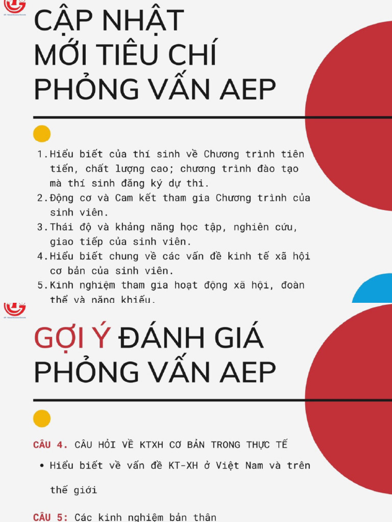 TIÊU CHÍ PHỎNG VẤN AEP | PDF