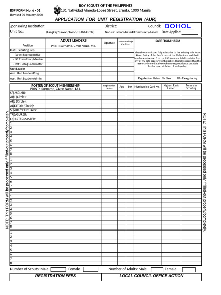 Registration AUR Form New 1 | PDF | Youth Movements | Outdoor Recreation