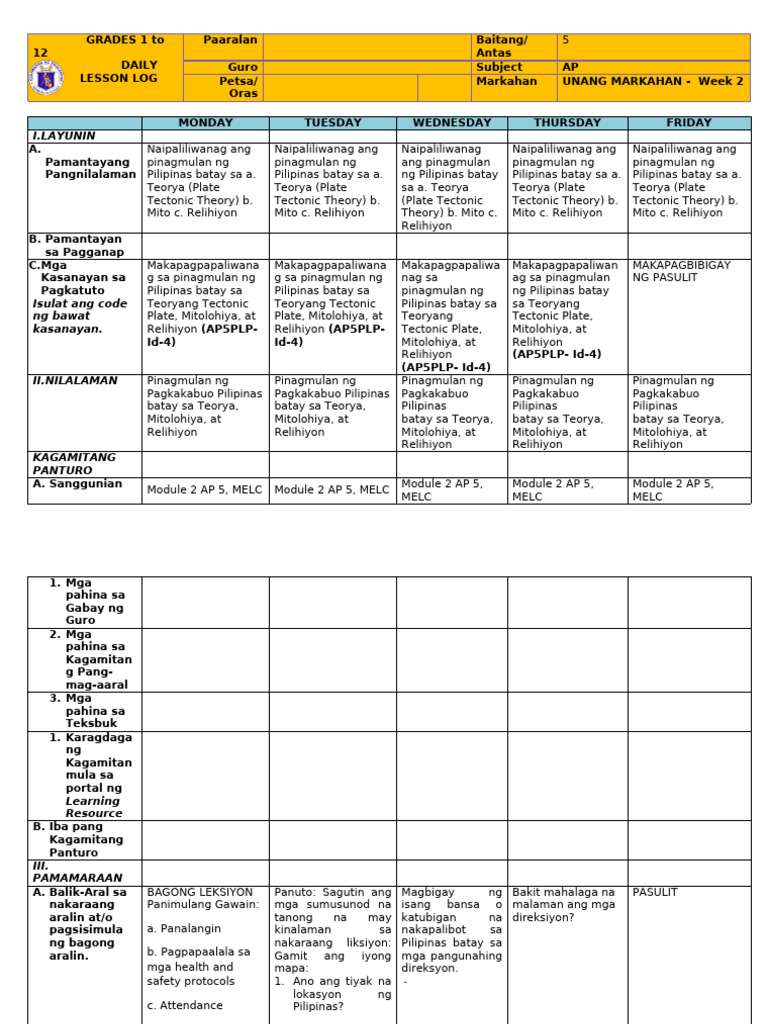 DLL 5 Week 2 Ap | PDF