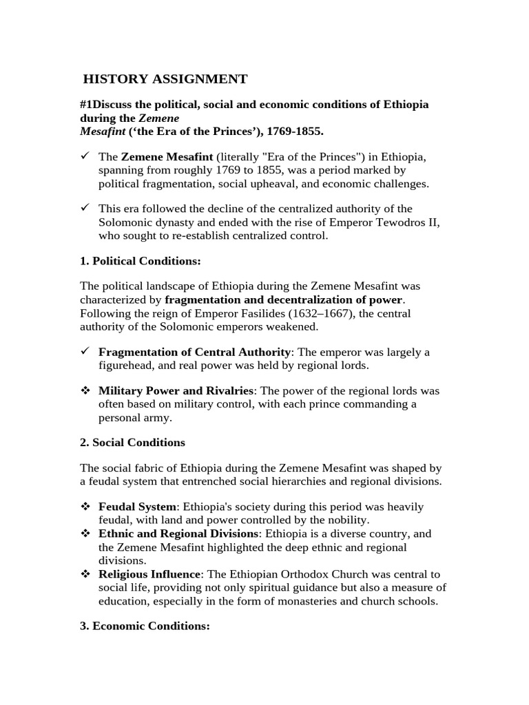 HISTORY ASSIGNMENT - Copy | PDF | Ethiopia