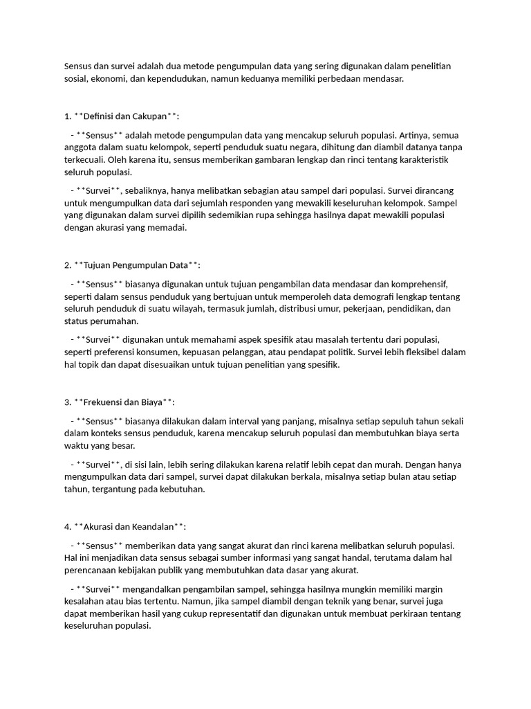 Perbedaan Sensus dan Survei Data | PDF