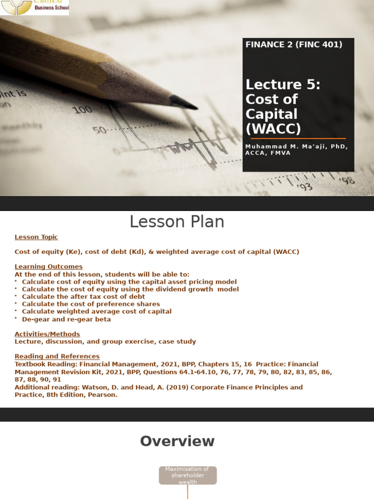 Lecture 5 Cost of Capital (WACC) | PDF | Cost Of Capital | Capital Asset Pricing Model