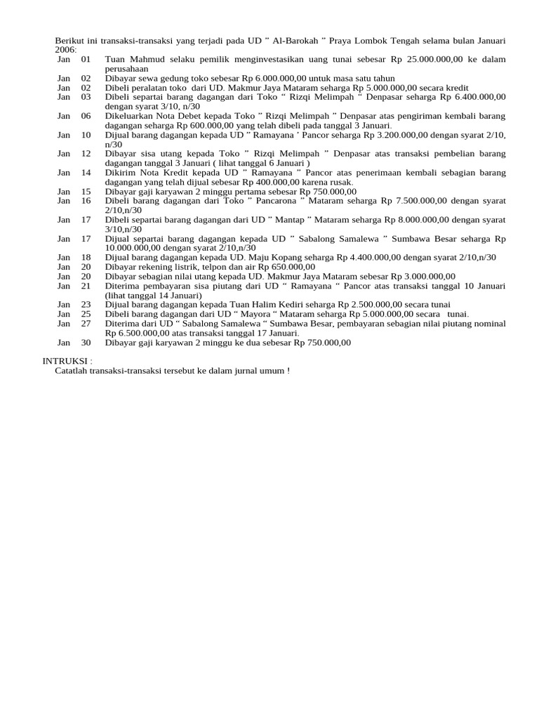 Latihan Soal Akuntansi Perusahaan Dagang | PDF | Perjalanan