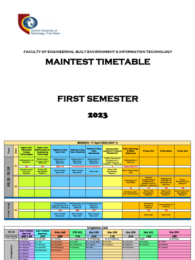 UPDATED 2023 FEBIT Main Test Timetable - Semester 1 | PDF | Engineering ... UPDATED 2023 FEBIT Main Test Timetable - Semester 1 | PDF | Engineering ...
