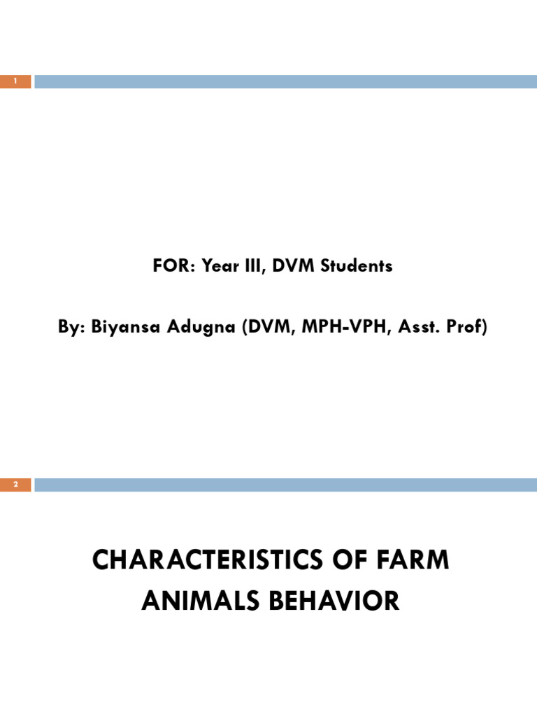 Animal Behavior and Welfare Lecture | PDF | Pig | Sheep