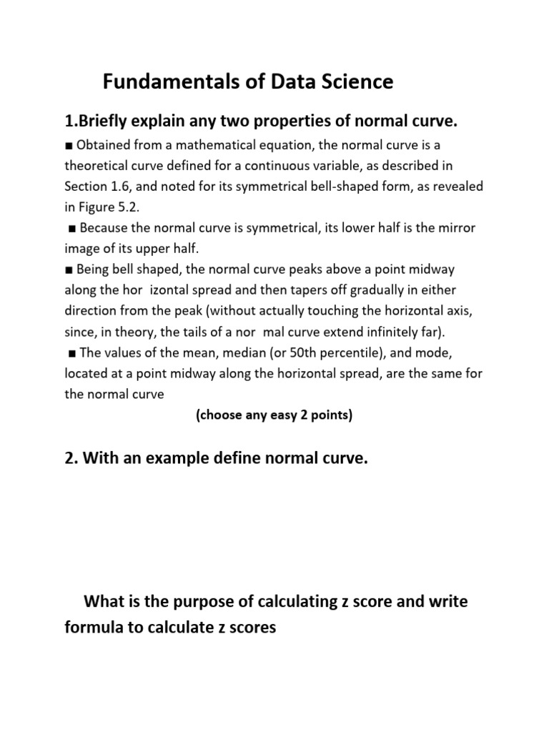 Fundamentals of Data Science | PDF | Standard Score | Normal Distribution