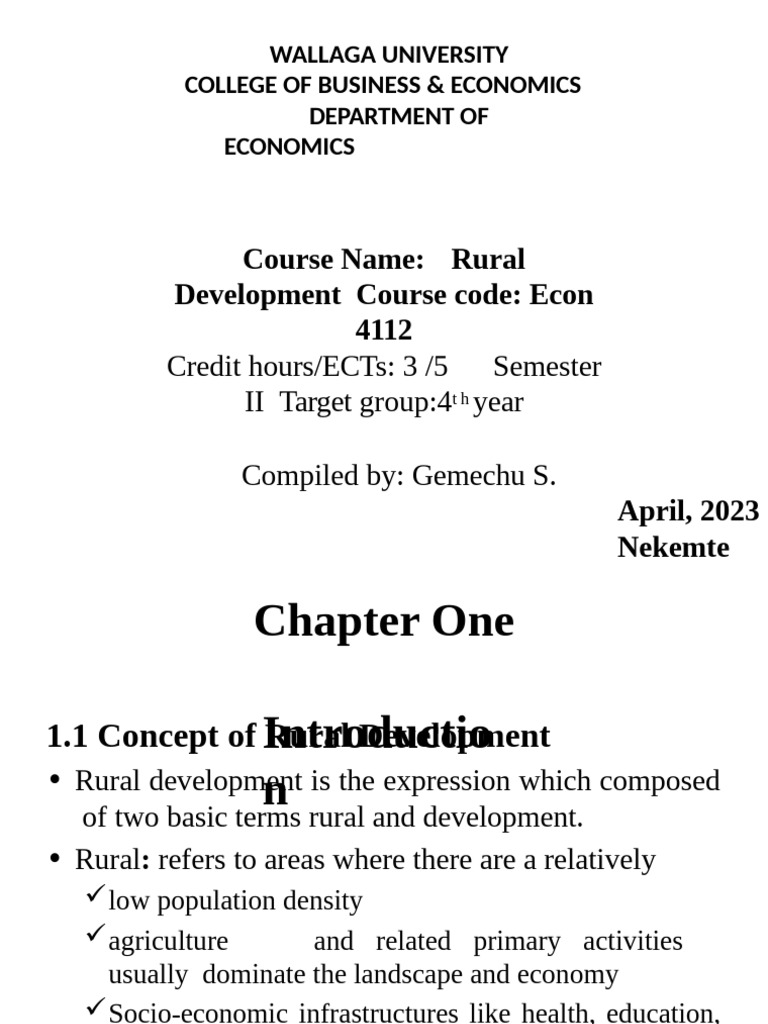 Rural Dev Ch1&2 - WU | PDF | Externality | Market (Economics)