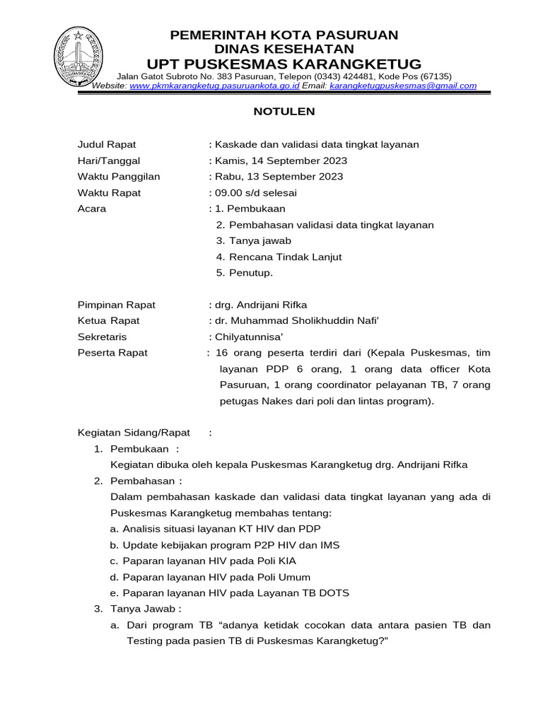 Notulen Kaskade 2023 | PDF | Kesehatan Holistik