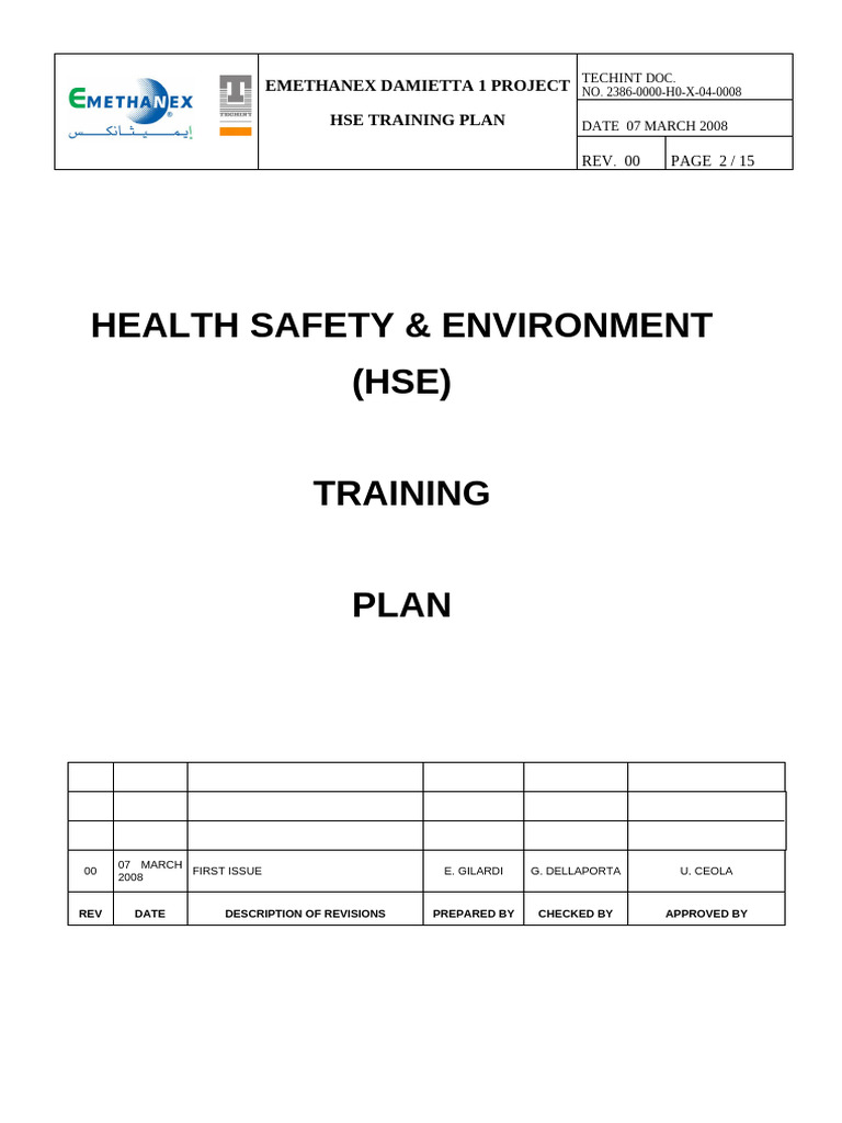 2386-0000-H0-x-04-0008-HSE TRAINING PLAN | PDF | Emergency | Emergency ...