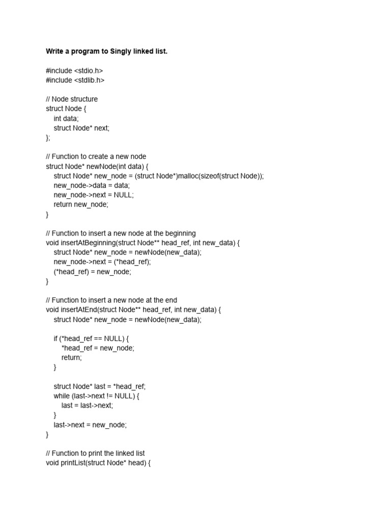 Singly Linked List. | PDF | Teaching Methods & Materials | Technology & Engineering