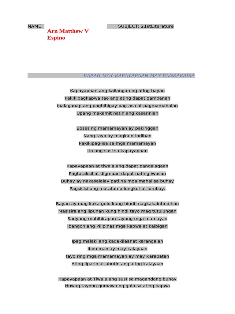 Espino Spoken Word Piece | PDF