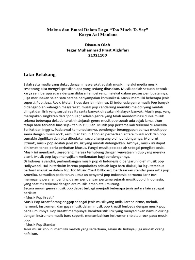 Latar Belakang Seminar Proposal | PDF | Seni