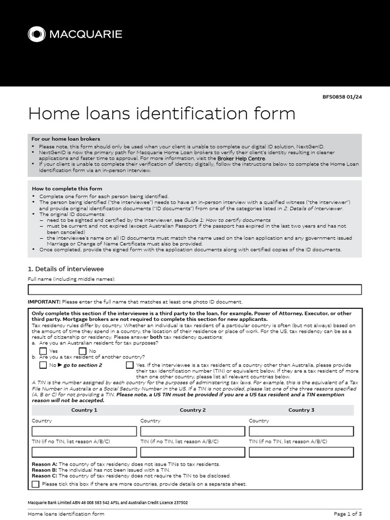 Home Loan Identification Form Guide | PDF | Identity Document | Birth ...