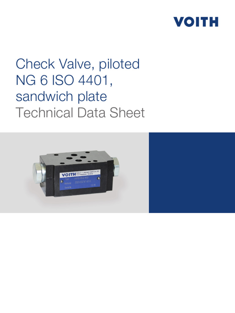 Check Valve, Piloted NG 6 ISO 4401, Sandwich Plate Technical Data Sheet ...