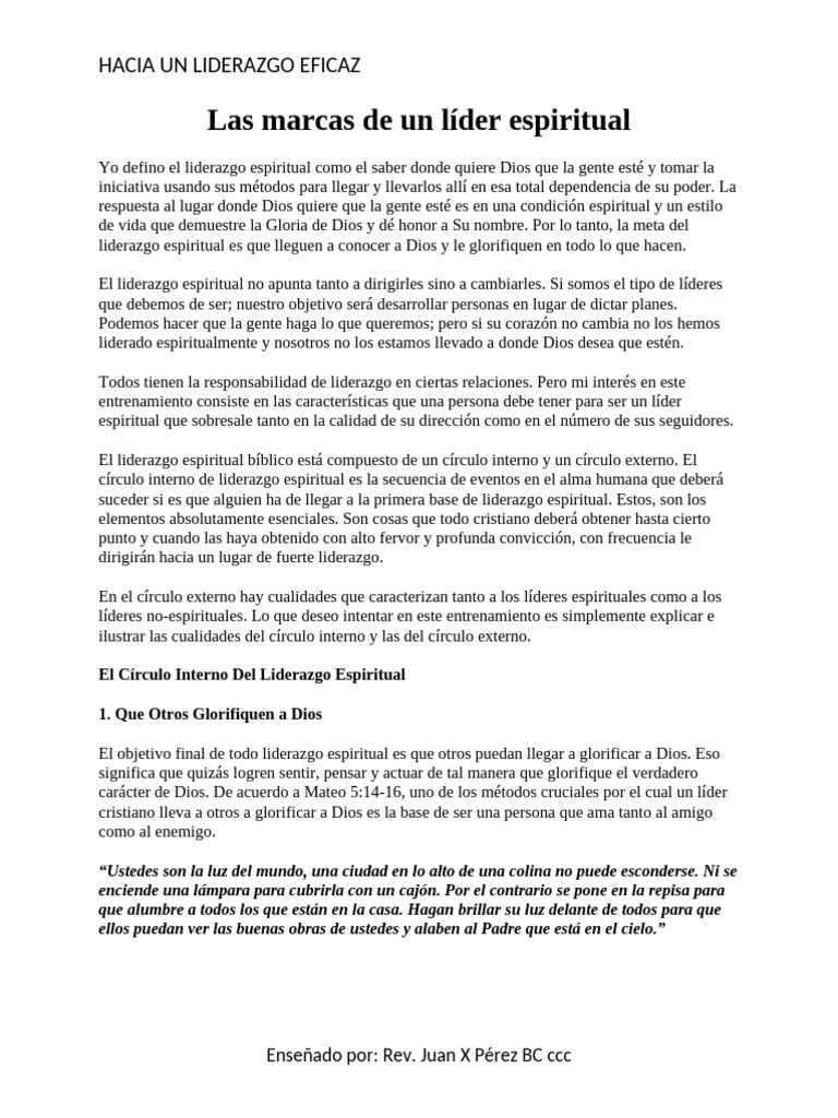 Las Marcas de Un Líder Espiritual | PDF | Oración | Liderazgo