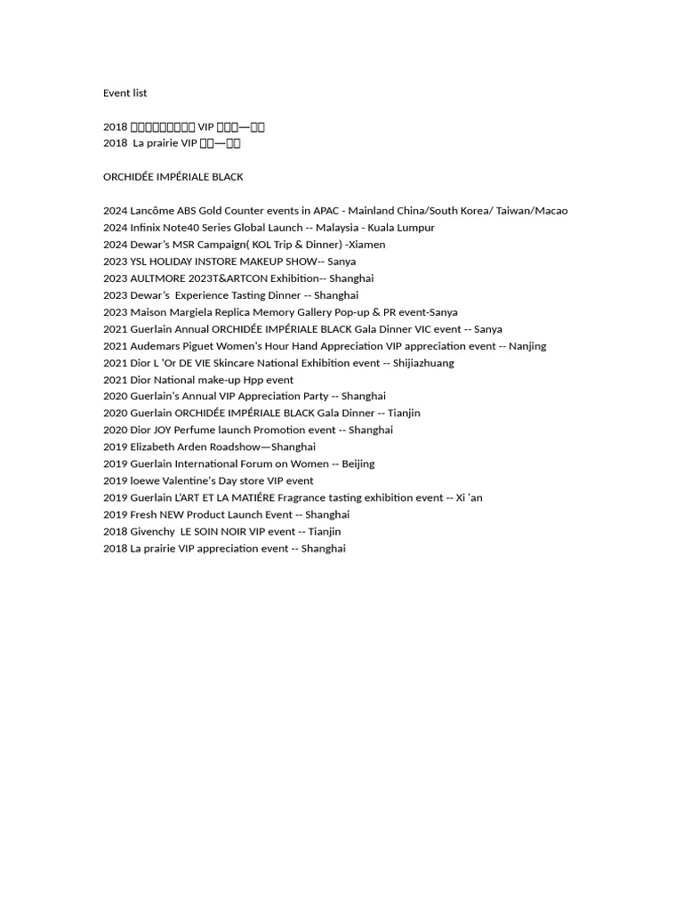 Event List | PDF