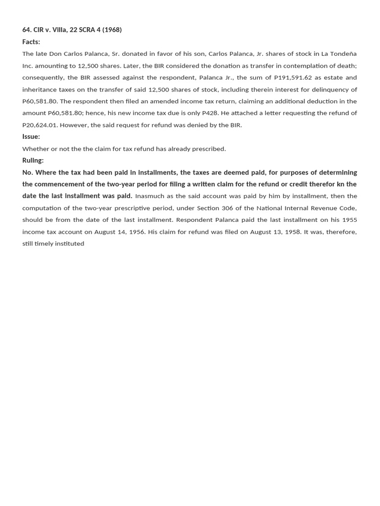 CIR v. Palanca | PDF