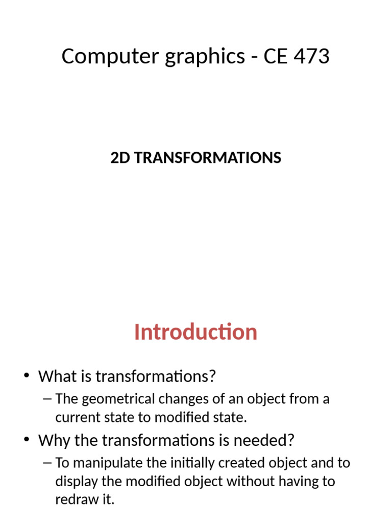 2D Trans | PDF | 2 D Computer Graphics | Euclid
