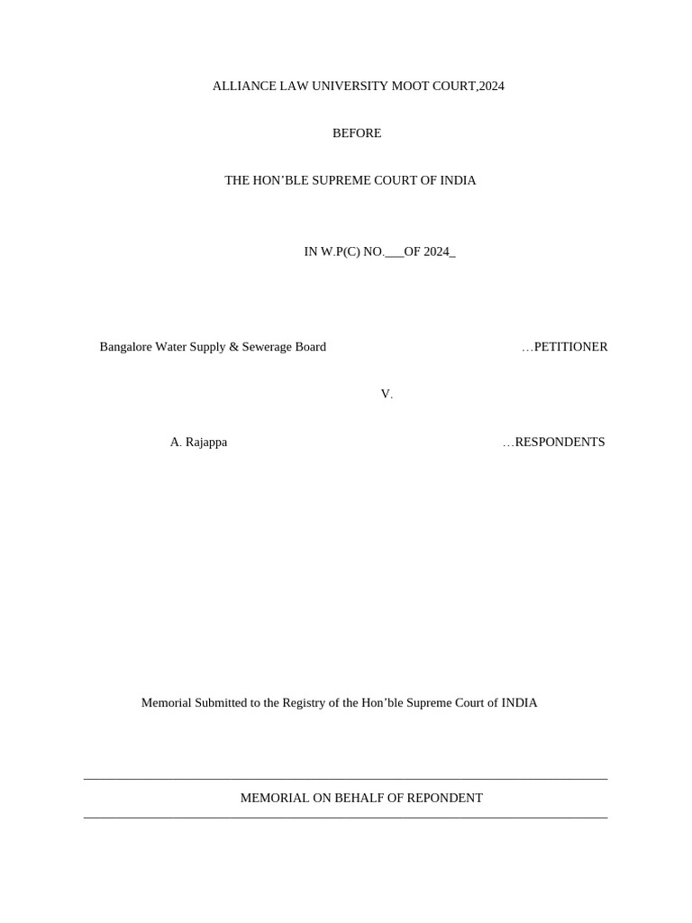 Labour Law Moot Memorial (Respondent) | PDF | Employment | Supreme ...