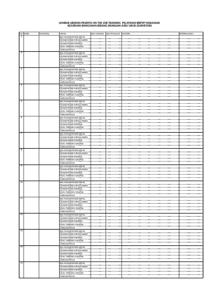 Membuat Absen Anak Magang November 2023 | PDF