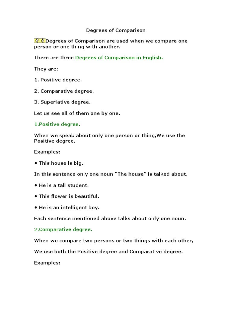 Degrees of Comparison | PDF | Syntax | Syntactic Relationships
