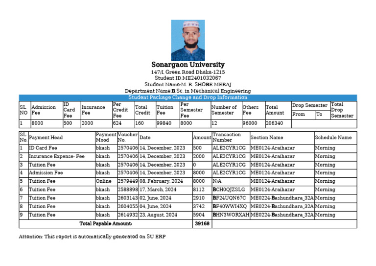 Student Ledger (ME2401032067) | PDF | Payments | Services (Economics)
