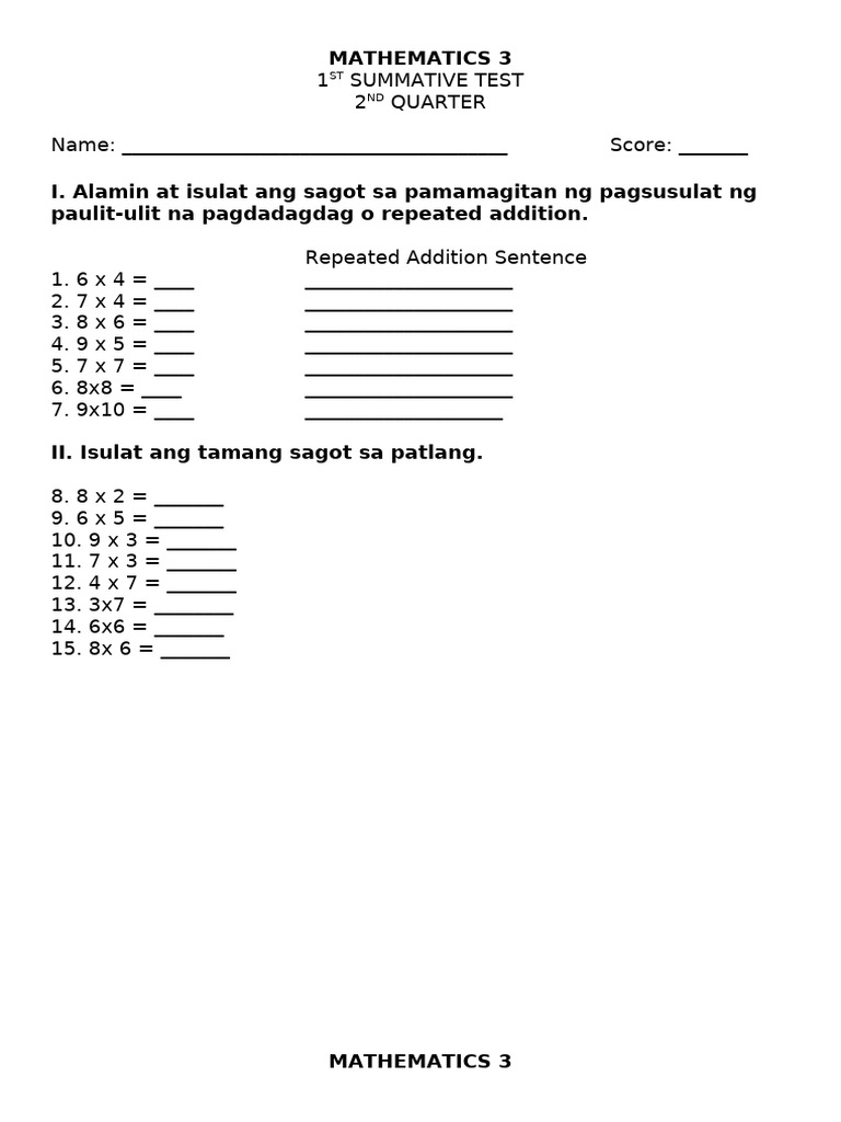 q2 Summative Test Math 2 | PDF | Mathematics