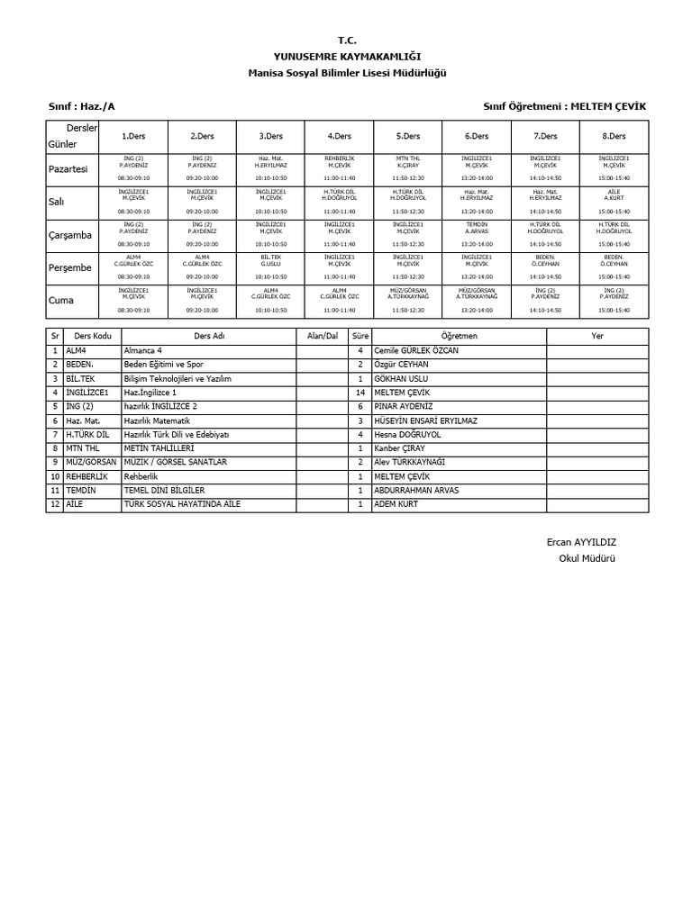Sinifelprogrami | PDF