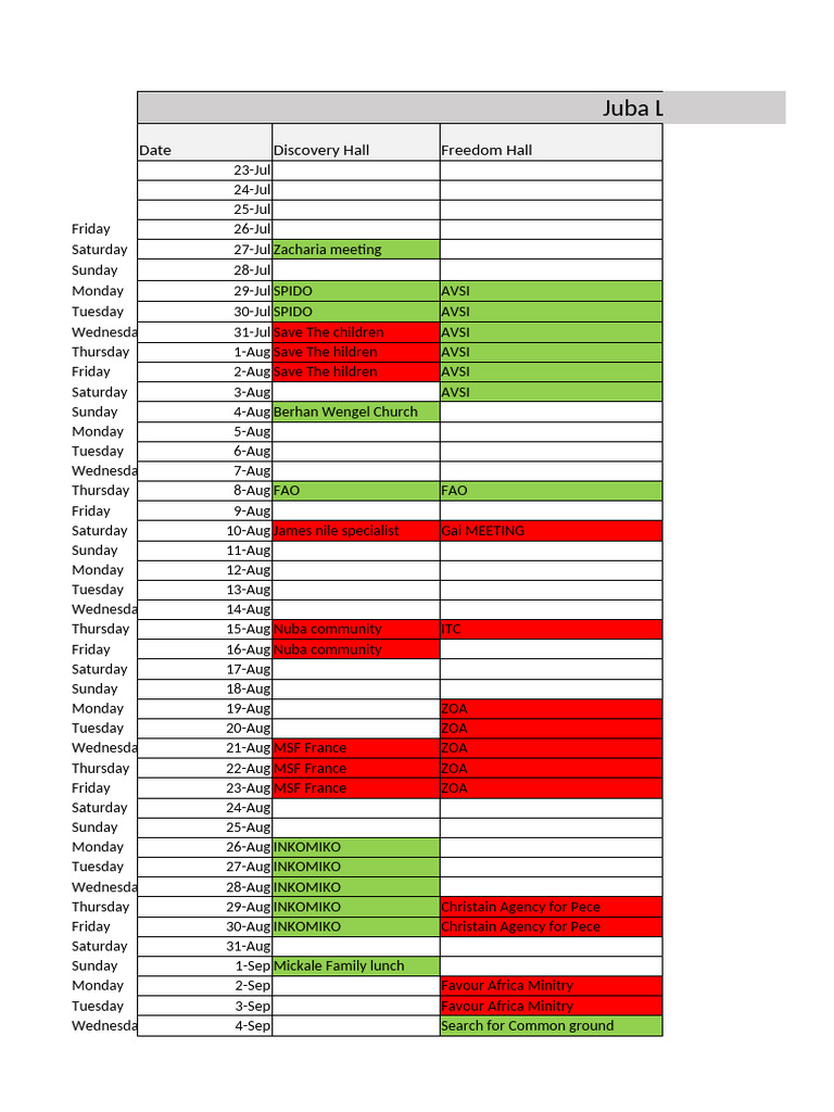 Juba Land Mark Hotel Event Calander Updated | PDF | Cultural ...
