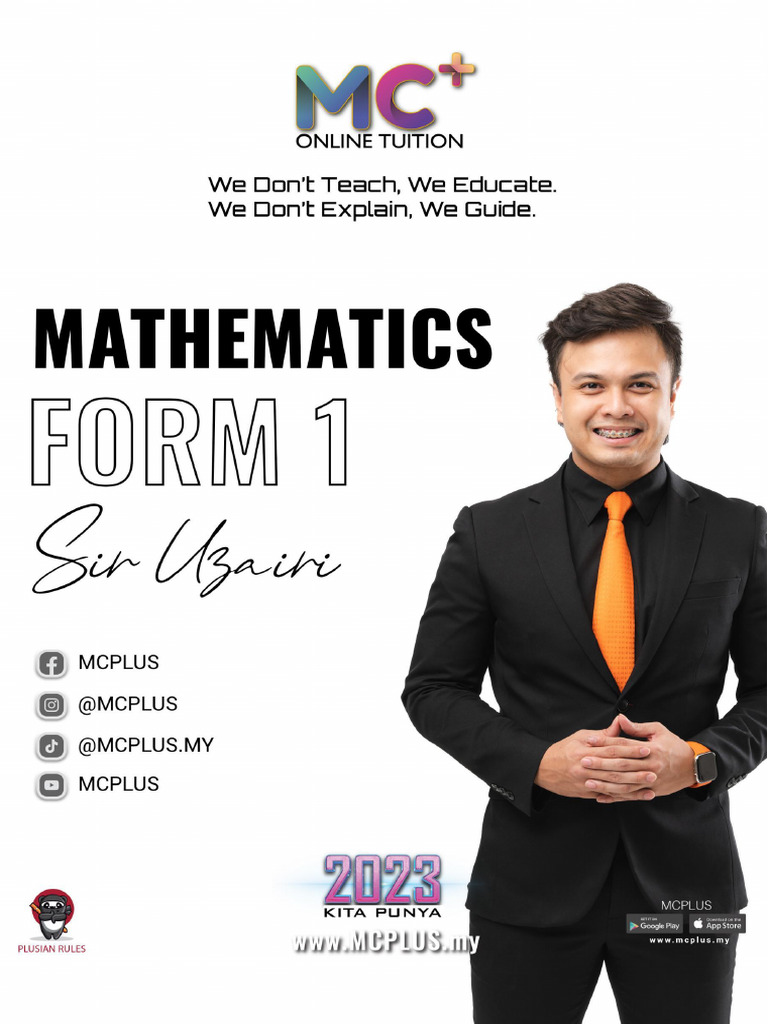 Form 1 Maths MR Uzairi 02.11.2023 2 | PDF