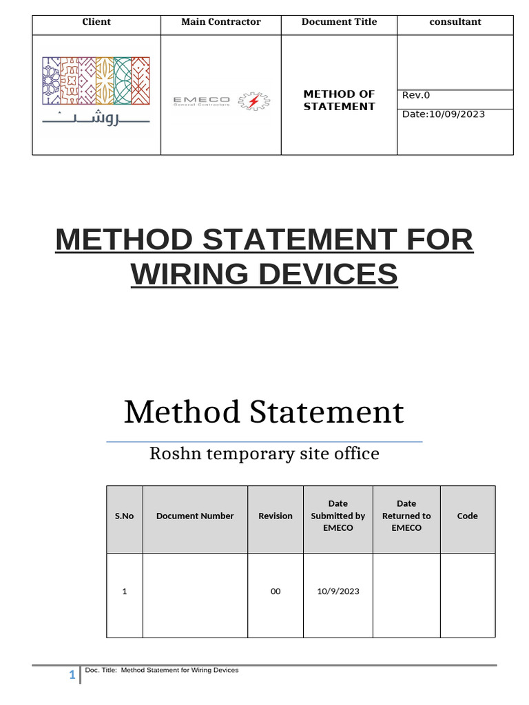 Wiring Devices Method Statement Guide | PDF | Switch | Manufactured Goods