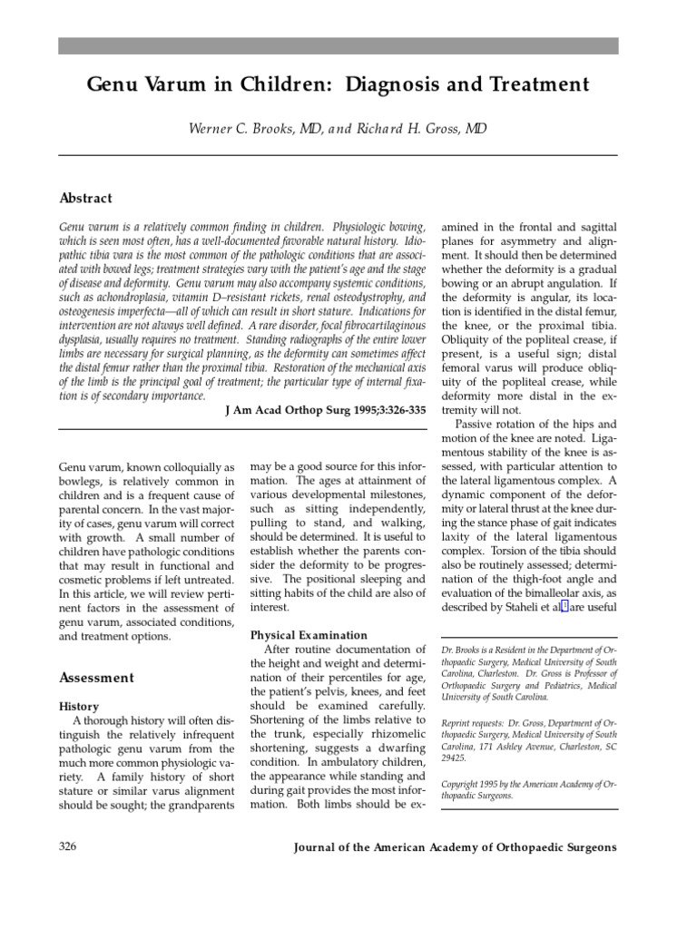 Genu Varum in Children Diagnosis and Tre | PDF | Musculoskeletal System ...
