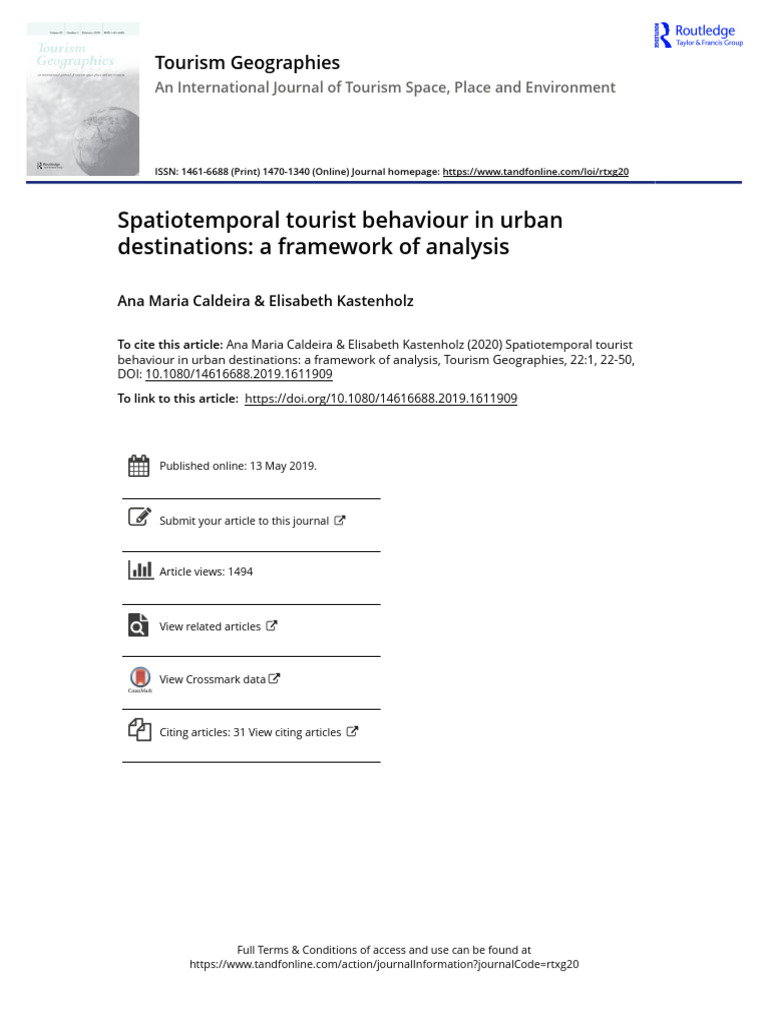 10-1 Spatiotemporal Tourist Behaviour in Urban Destinations:a Framework ... 10-1 Spatiotemporal Tourist Behaviour in Urban Destinations:a Framework ...