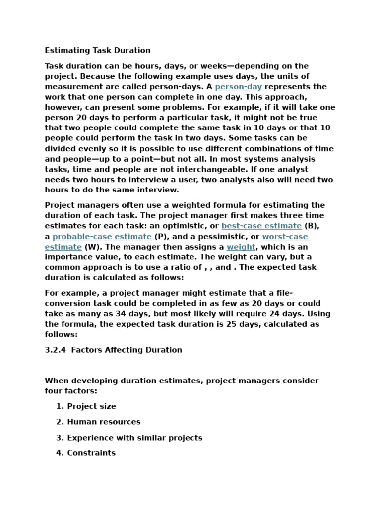 Estimating Project Task Durations | PDF