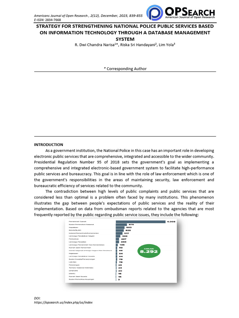 Strategy For Strengthening National Police Public | PDF | Computer ...