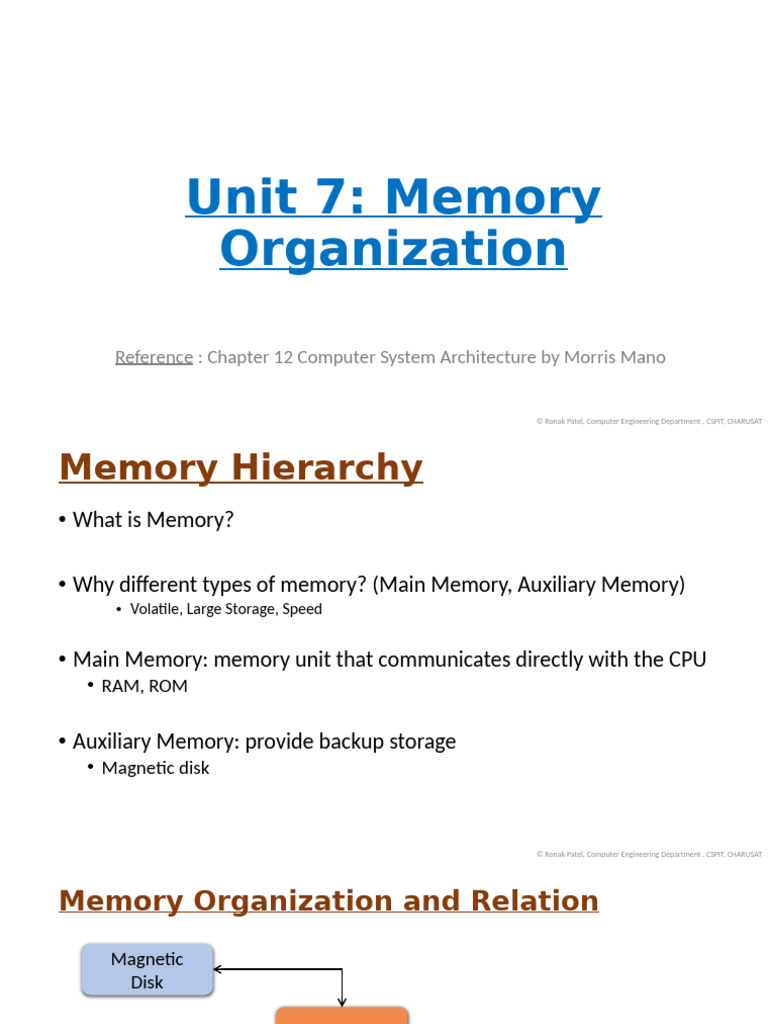Unit 6 Memory Organization | PDF | Random Access Memory | Computer Data Storage