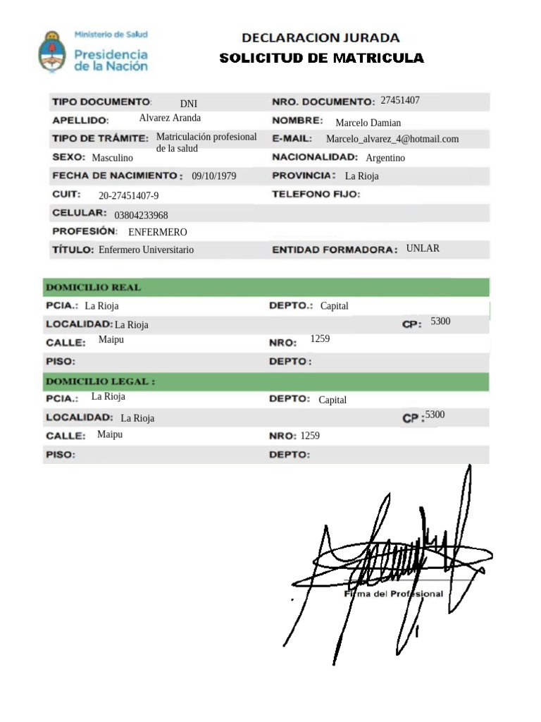 Declaracion - Jurada - de - Solicitud - de - Matricula - Nacional 2023 ...