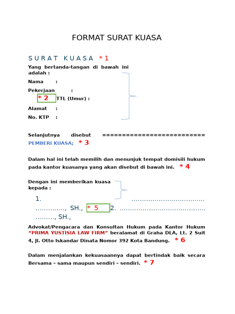 Format Surat Kuasa Hukum Lengkap | PDF