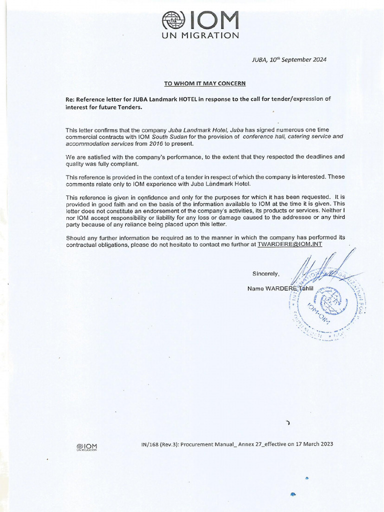 Reccomondation Letter IOM | PDF