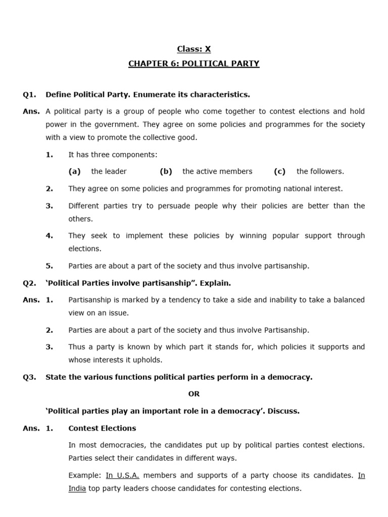 SWATI ARORA- POLITICAL PARTIES UPDATED 2024 | PDF | Political Parties ...