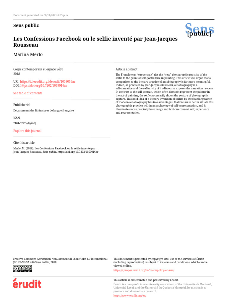 Les Confessions Facebook Ou Le Selfie Inventé Par Jean-Jacques | PDF | Selfie | Jean-Jacques ...