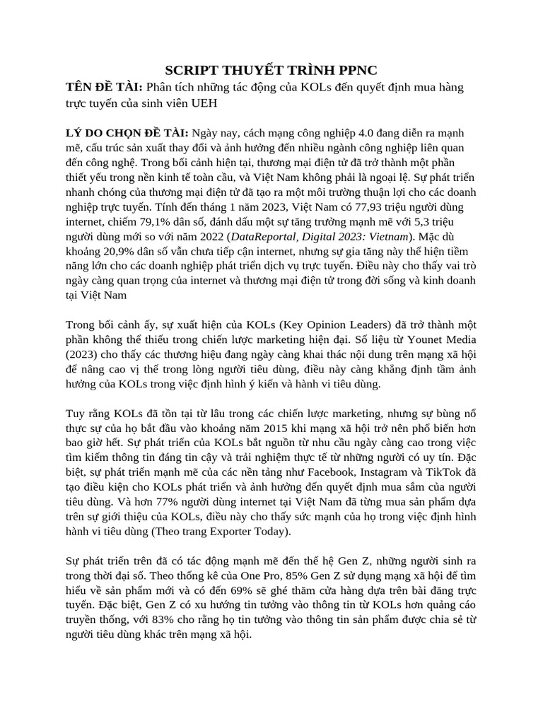 Script Thuyết Trình Ppnc | PDF