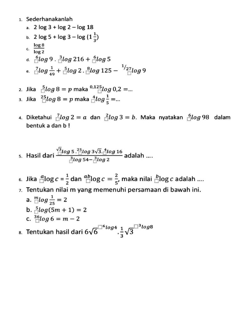 Soal Latihan Logaritma | PDF