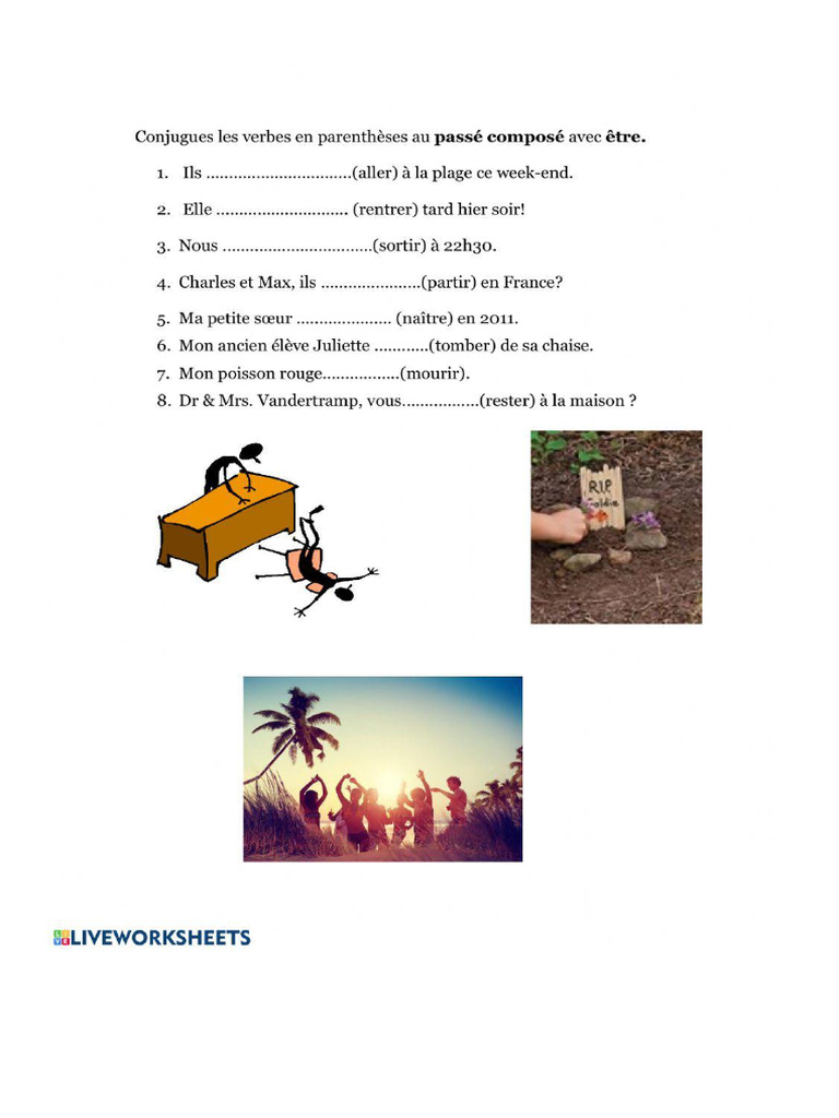Le Passe Compose Avec Etre Worksheet 2 | PDF