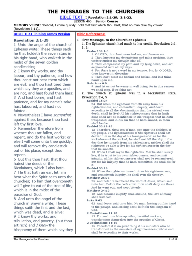 36 - 460S - The Messages To The Churches | PDF | Jesus | Thou